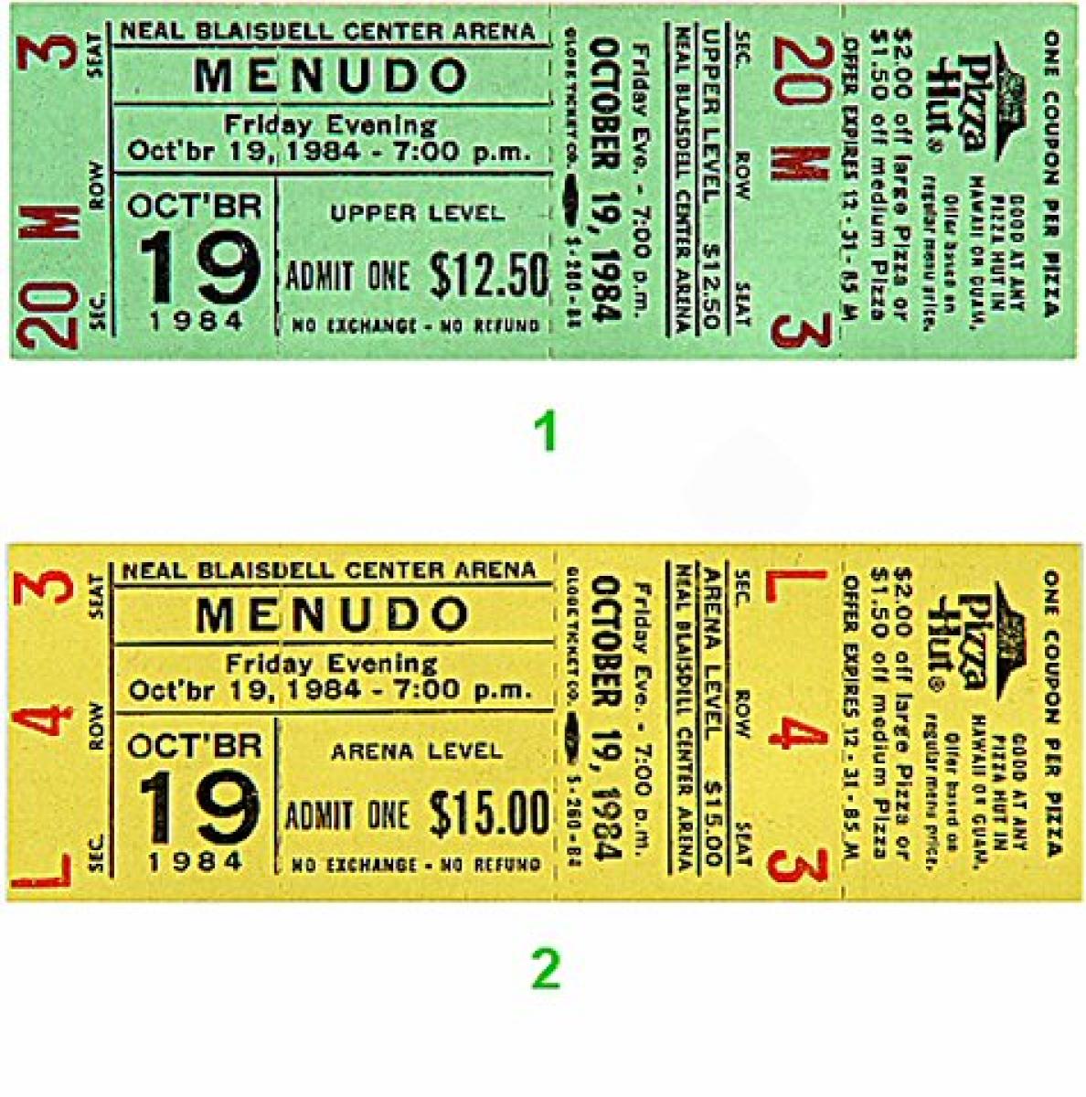 Menudo Vintage Concert Vintage Ticket from Blaisdell Arena, Oct 19 ...