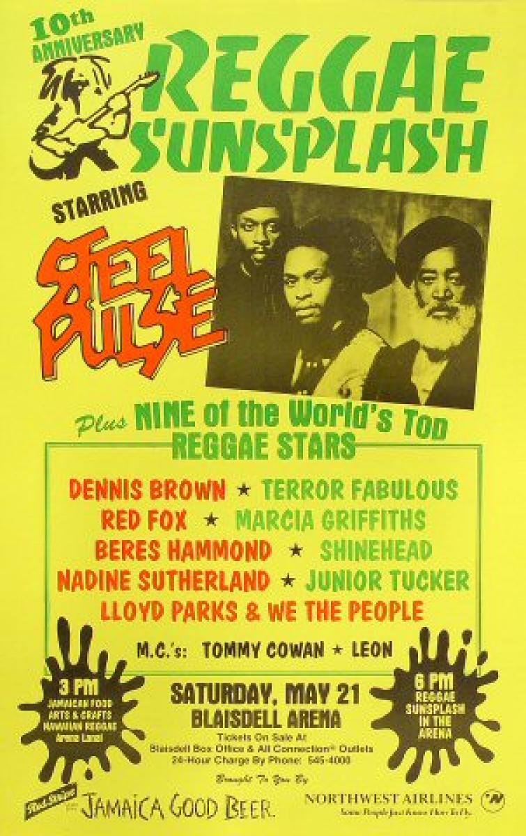 Steel Pulse Vintage Concert Poster from Blaisdell Arena, May 21, 1988 ...