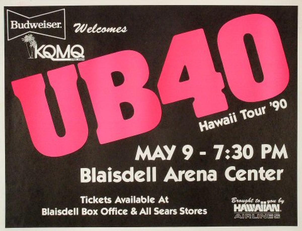UB40 Vintage Concert Poster from Blaisdell Arena, May 9, 1990 at Wolfgang's