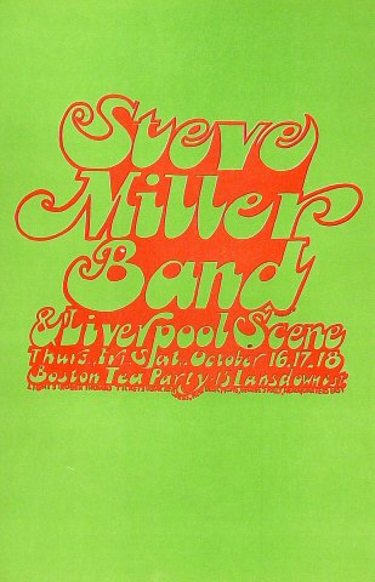 Steve Miller Band Vintage Concert Poster from Boston Tea Party, Oct 16 ...