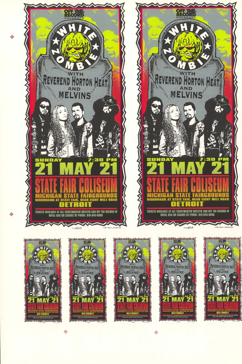 White Zombie Vintage Concert Proof from State Fair Coliseum, May 21 ...