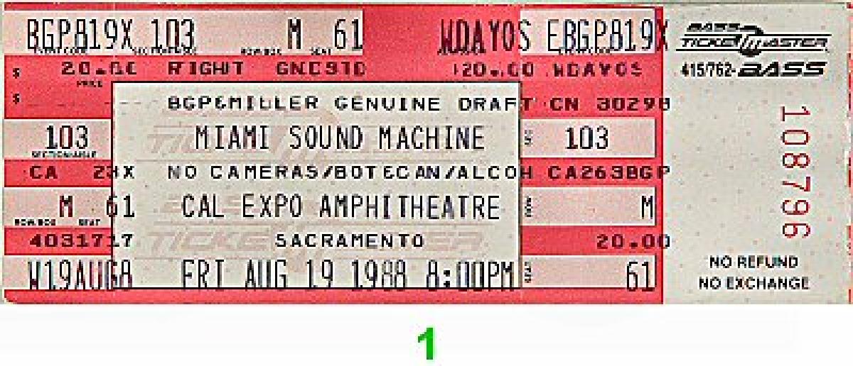 Gloria Estefan & Miami Sound Machine Vintage Concert Vintage Ticket ...