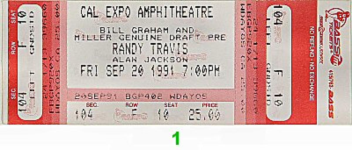 Randy Travis Vintage Concert Vintage Ticket from Cal Expo Amphitheater ...