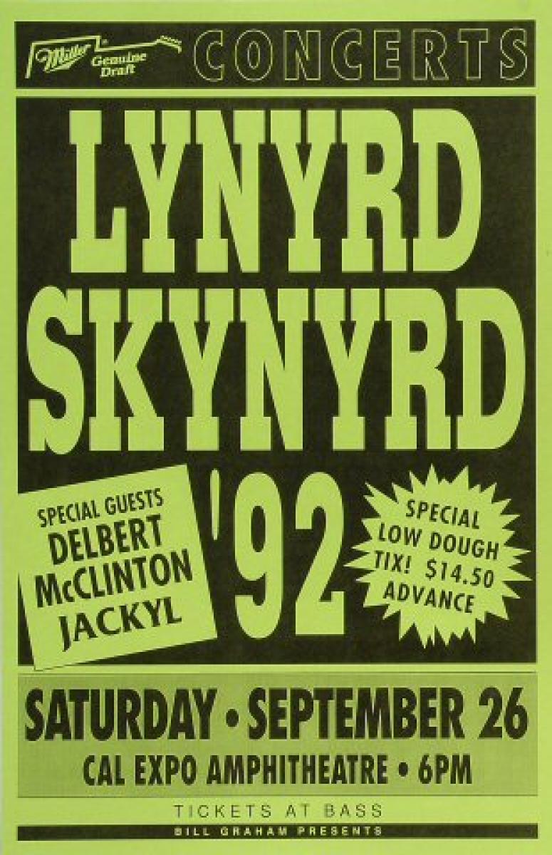 Lynyrd Skynyrd Vintage Concert Poster from Cal Expo Amphitheater, Sep ...
