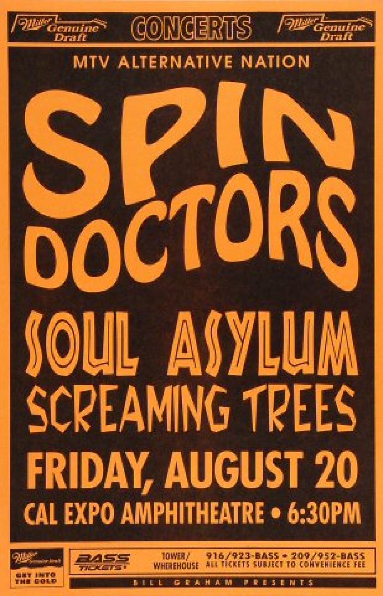 Spin Doctors Vintage Concert Poster from Cal Expo Amphitheater, Aug 20 ...