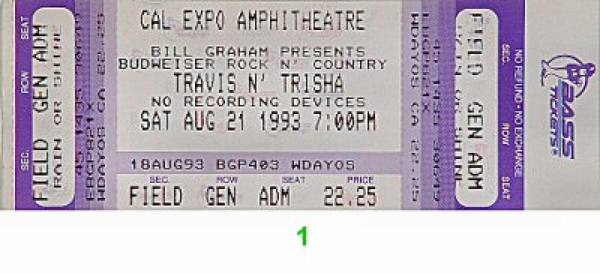 Travis Tritt Vintage Concert Vintage Ticket from Cal Expo Amphitheater ...