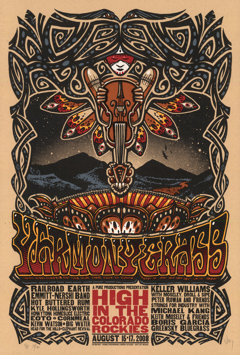 Railroad Earth Vintage Concert Silkscreen from Cooper Mountain, Aug 15 ...