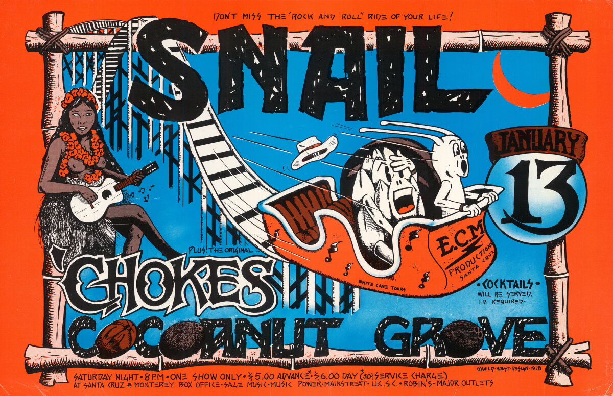 Snail Vintage Concert Poster from Coconut Grove, Jan 13, 1978 at Wolfgang's