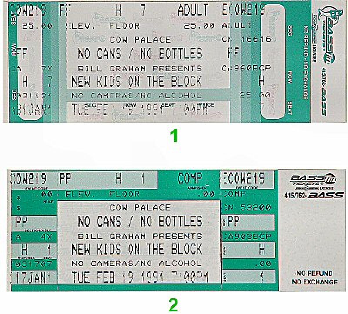 New Kids On The Block Vintage Concert Vintage Ticket from Cow Palace ...