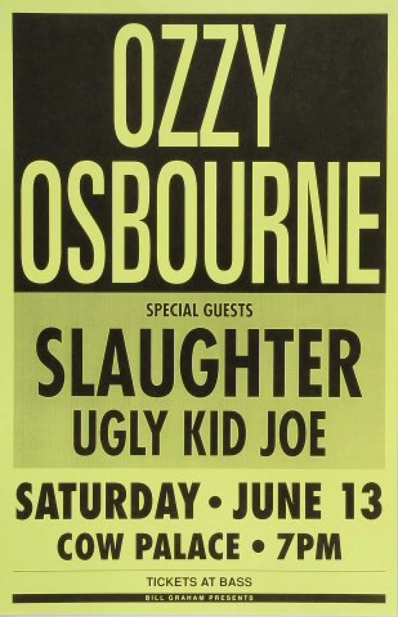 Ozzy Osbourne Vintage Concert Poster from Cow Palace, Jun 13, 1992 at ...