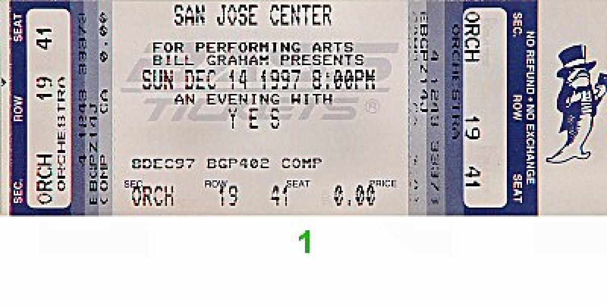 Yes Vintage Concert Vintage Ticket from San Jose Center for the ...
