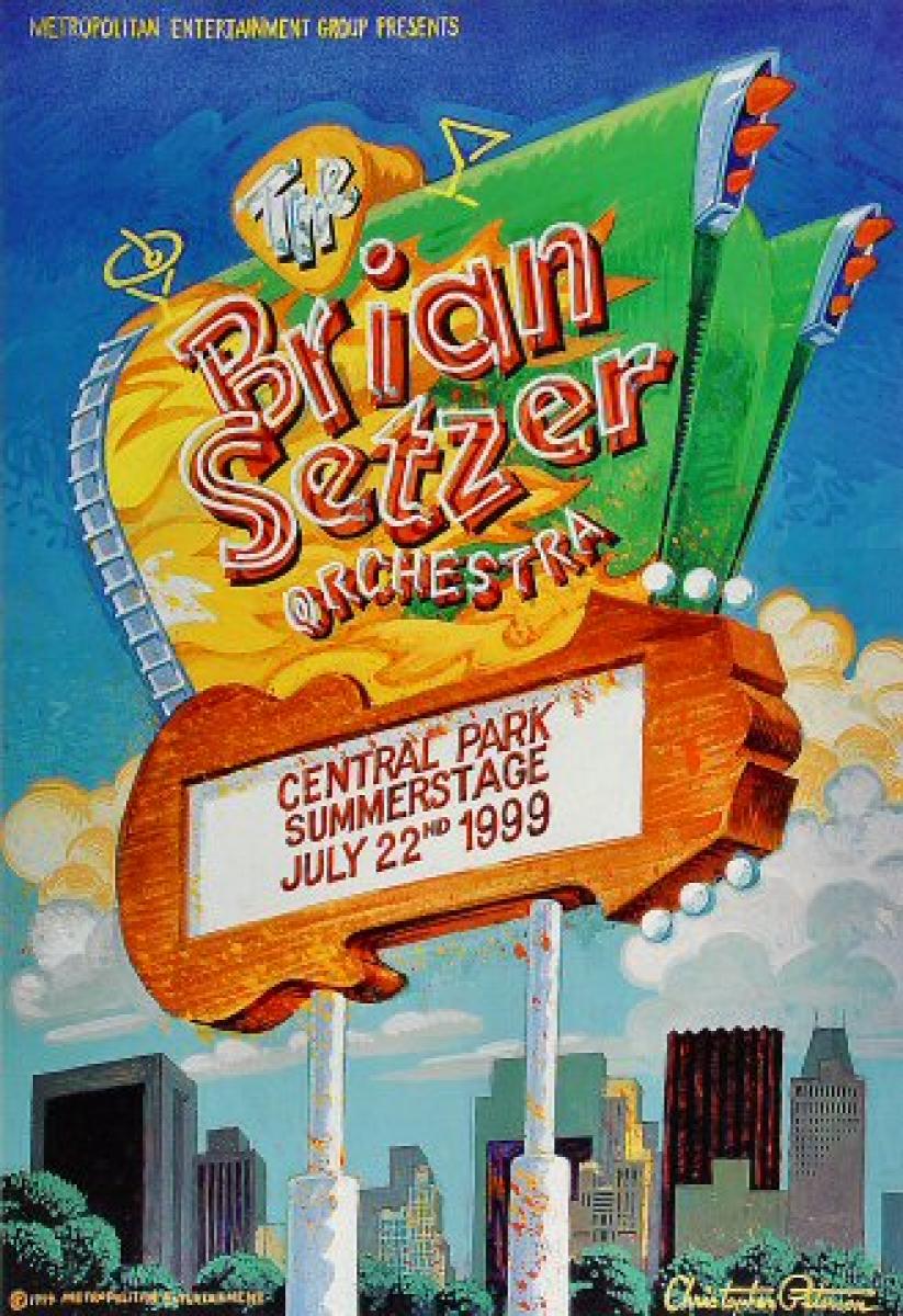 Brian Setzer Orchestra Vintage Concert Poster from Central Park, Jul 22 ...