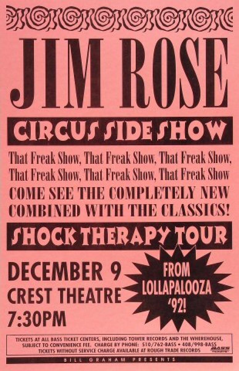 Jim Rose Circus Side Show Posters at Wolfgang's