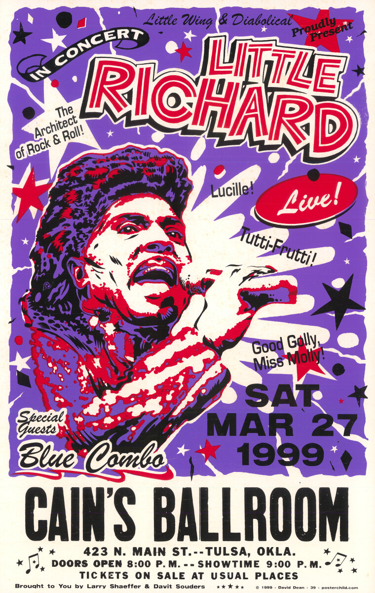 Little Richard Vintage Concert Poster from Cain's Ballroom, Mar 27 ...