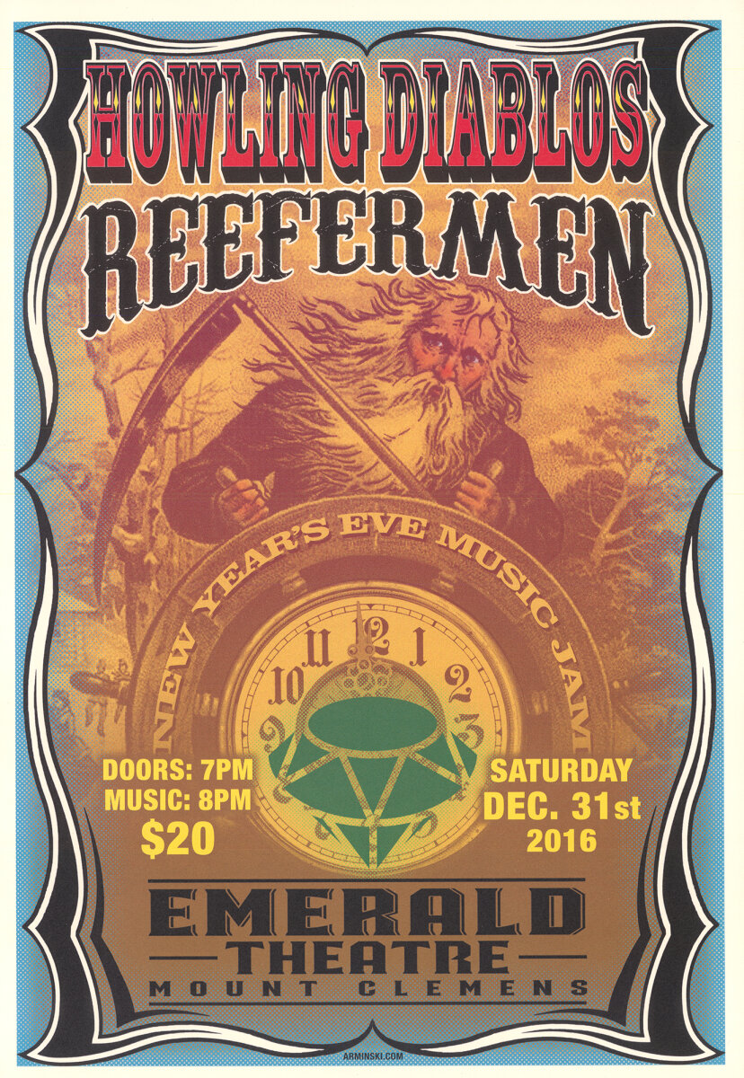 Howling Diablos Vintage Concert Poster from Emerald Theater, Dec 31 ...