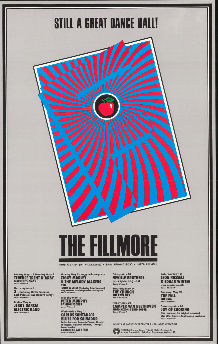 Fillmore Monthly Lineup Vintage Concert Poster from Fillmore Auditorium ...