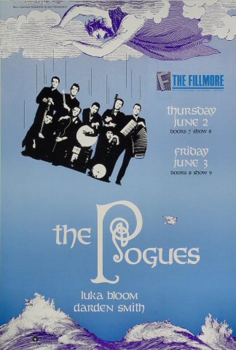 The Pogues Vintage Concert Poster from Fillmore Auditorium, Jun 2, 1988 ...