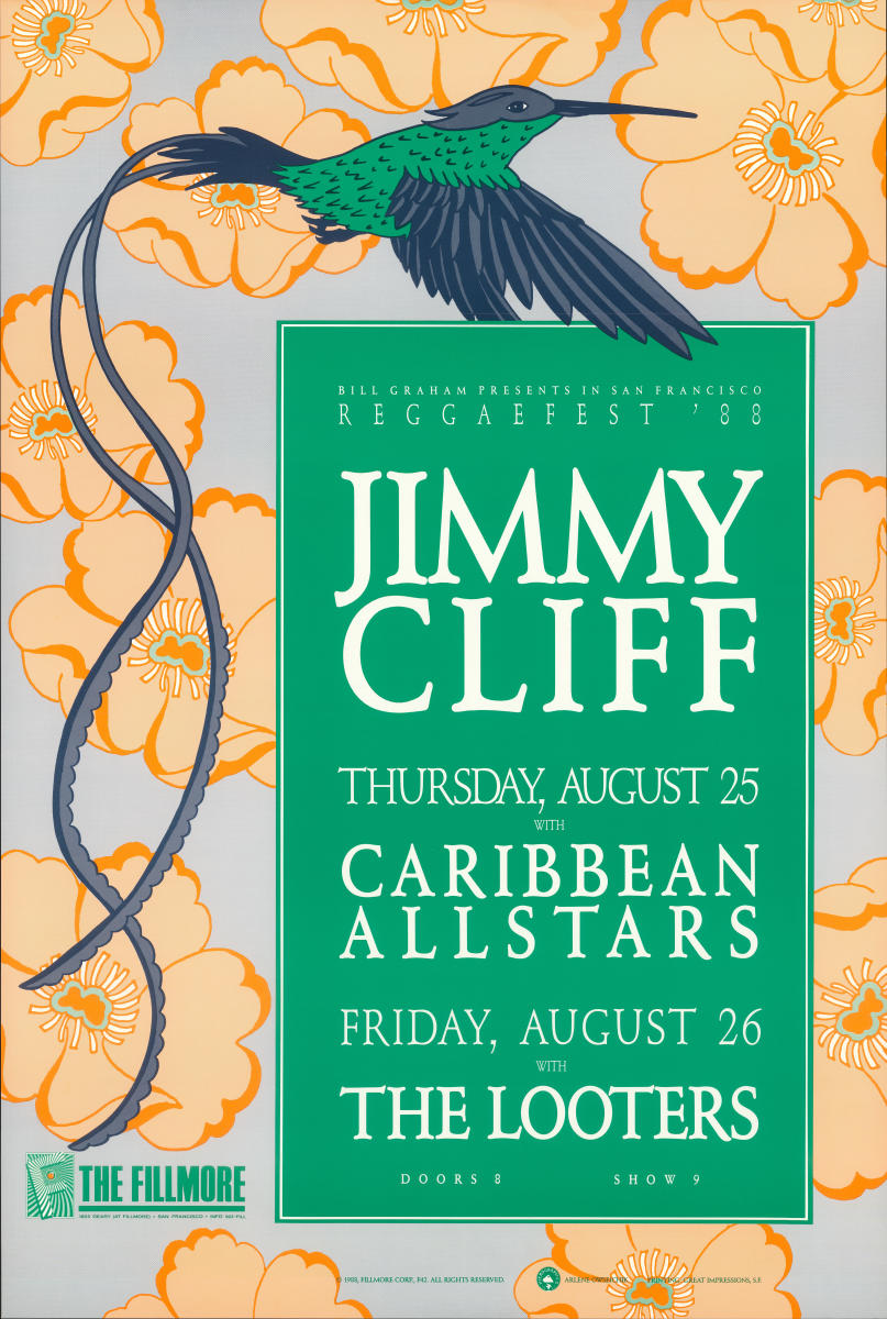 Jimmy Cliff Vintage Concert Poster from Fillmore Auditorium, Aug 25 ...