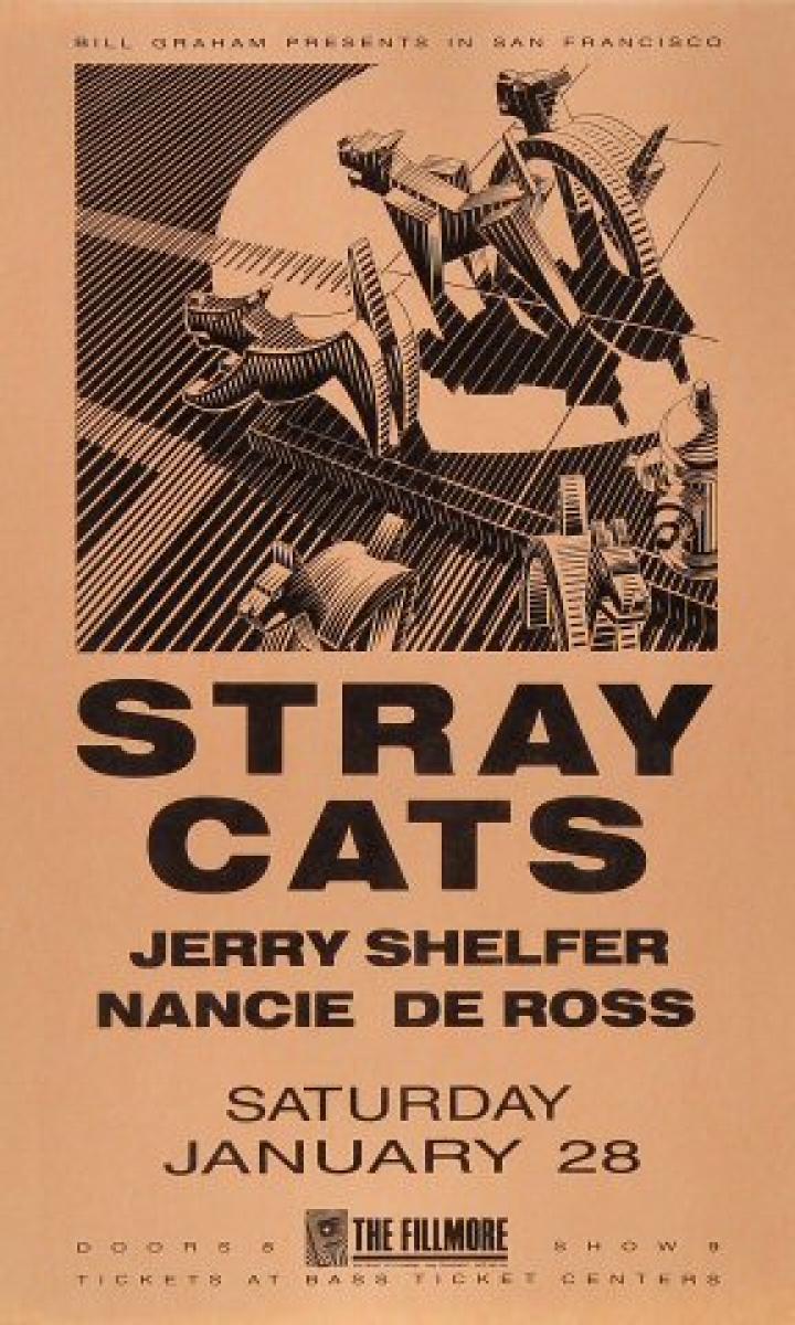 Stray Cats Vintage Concert Poster from Fillmore Auditorium, Jan 28 ...