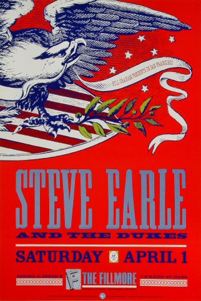 Steve Earle & the Dukes Vintage Concert Poster from Fillmore Auditorium ...