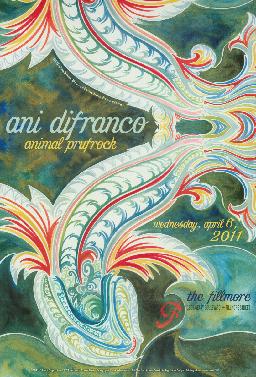 Ani DiFranco Vintage Concert Poster from Fillmore, Apr 6, 2011 at ...