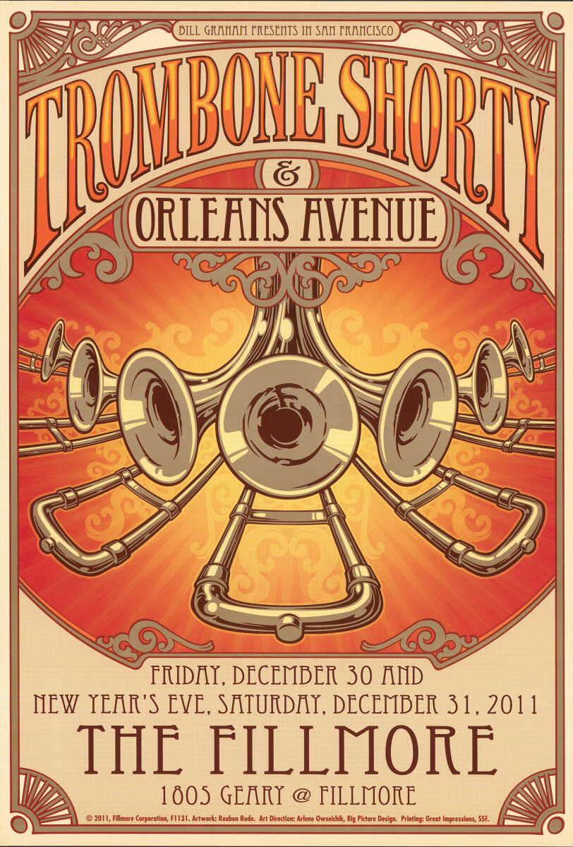 Trombone Shorty Vintage Concert Poster from Fillmore Auditorium, Dec 30 ...