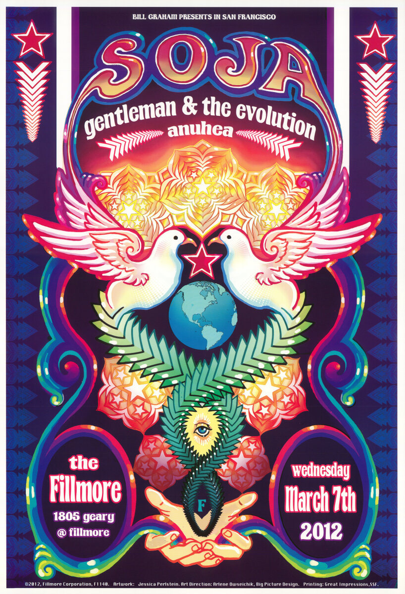 SOJA Vintage Concert Poster from Fillmore, Mar 7, 2012 at Wolfgang's