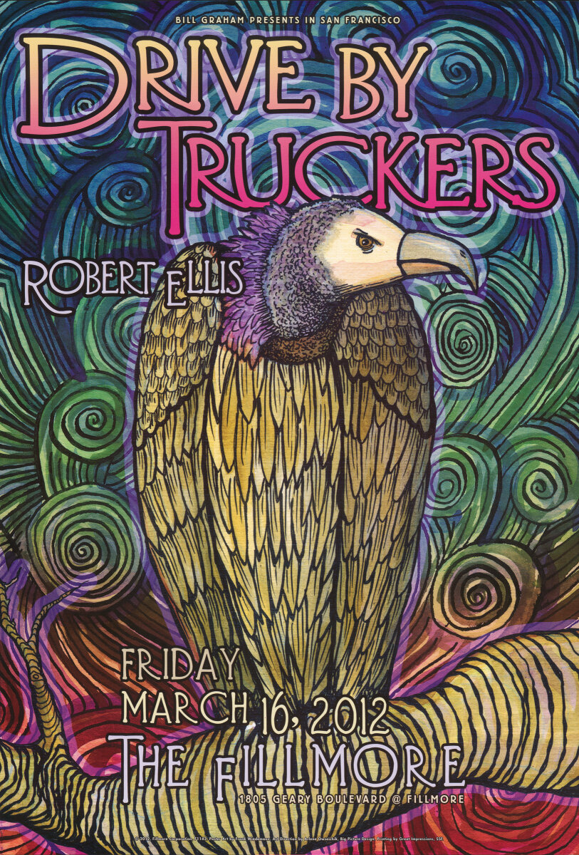 Drive-By Truckers Vintage Concert Poster from Fillmore, Mar 16, 2012 at ...