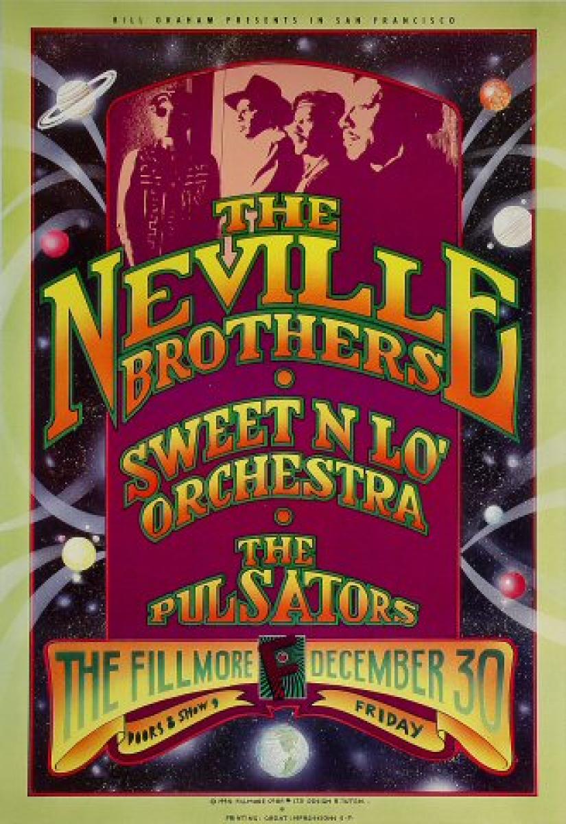 The Neville Brothers Vintage Concert Poster from Fillmore Auditorium ...