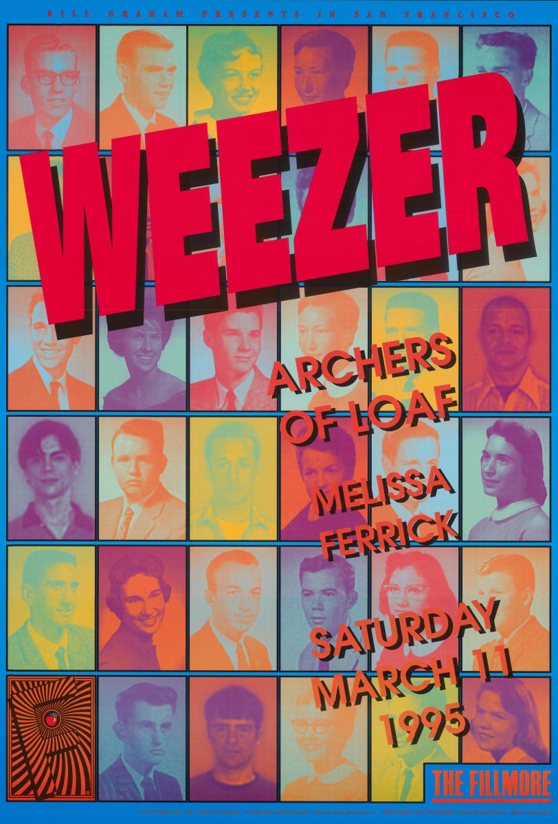 Weezer Vintage Concert Poster from Fillmore Auditorium, Mar 11, 1995 at ...
