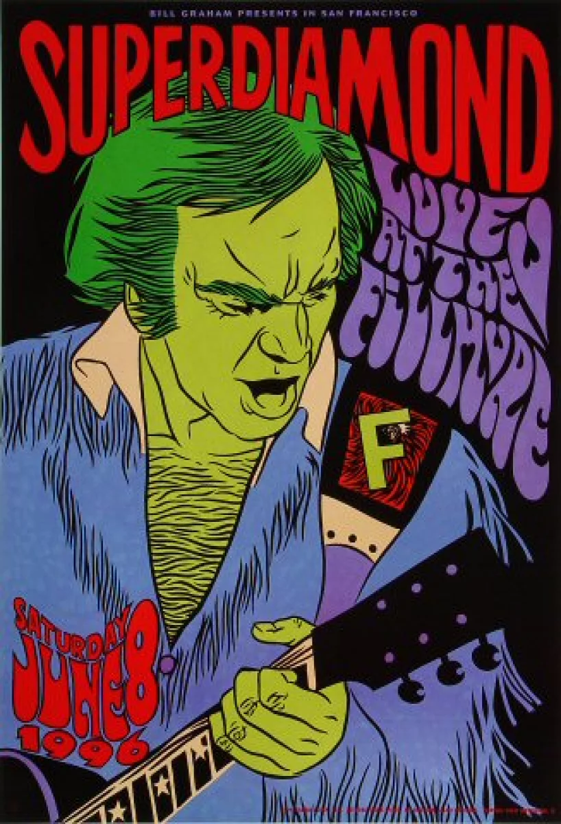 Super Diamond Vintage Concert Poster from Fillmore Auditorium, Jun 8 ...