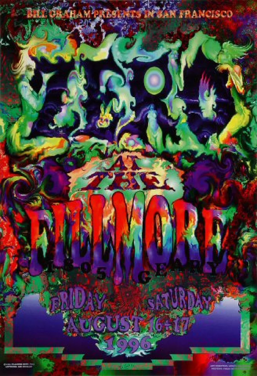 Zero Vintage Concert Poster from Fillmore Auditorium, Aug 16, 1996 at ...