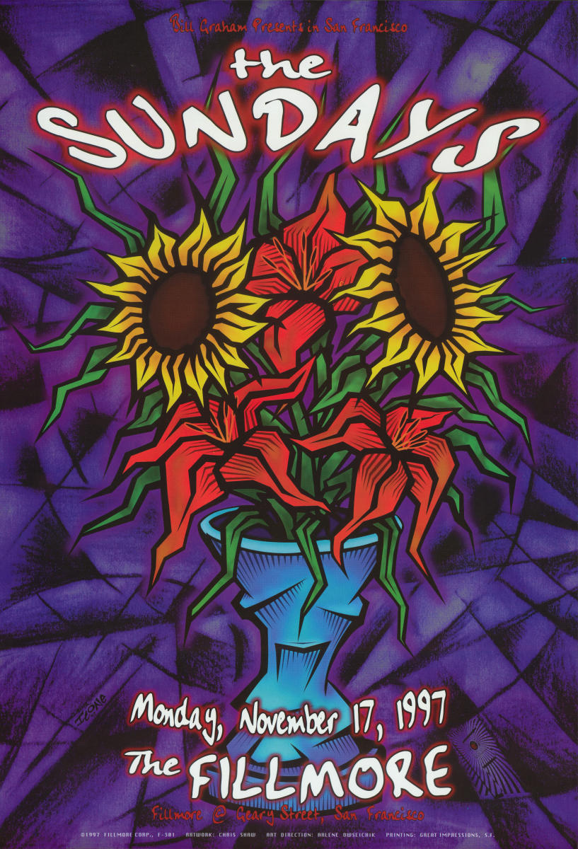 The Sundays Vintage Concert Poster from Fillmore Auditorium, Nov 17 ...