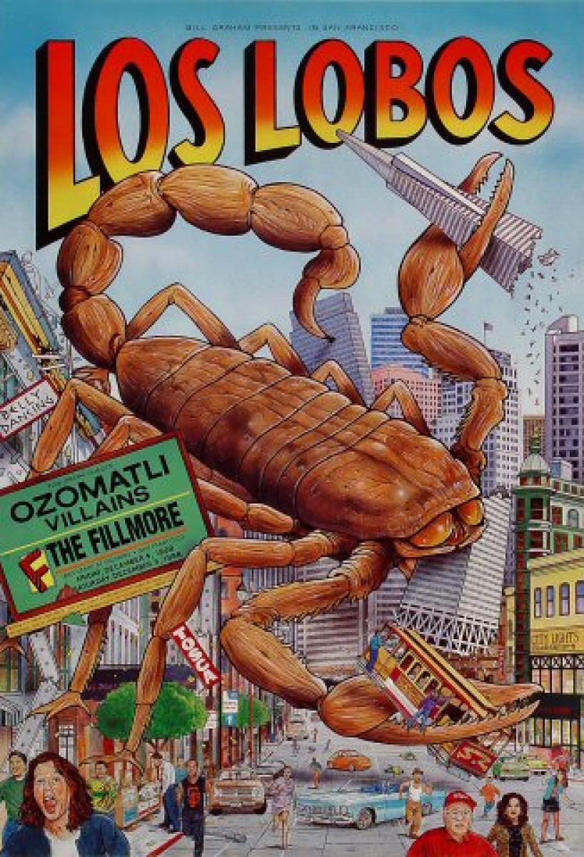 Los Lobos Vintage Concert Poster from Fillmore Auditorium, Dec 4, 1998 ...