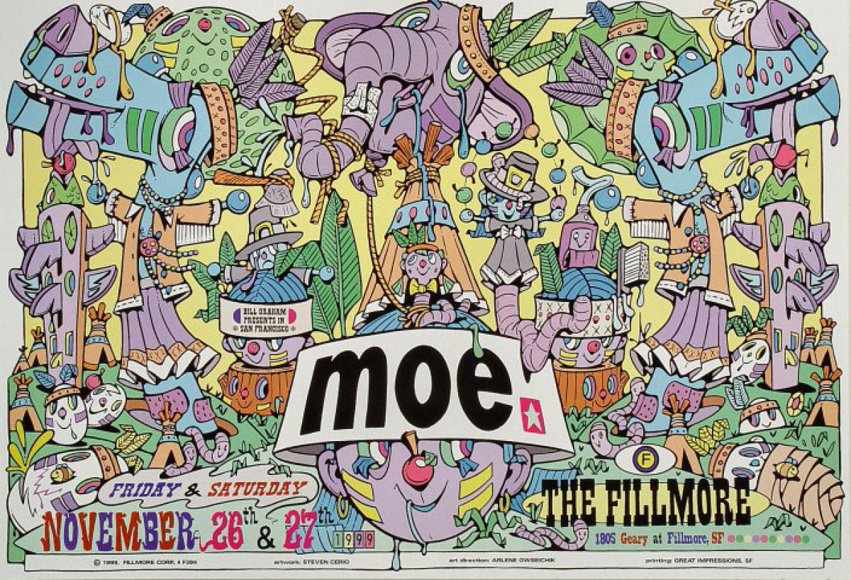 moe. Vintage Concert Poster from Fillmore Auditorium, Nov 26, 1999 at ...