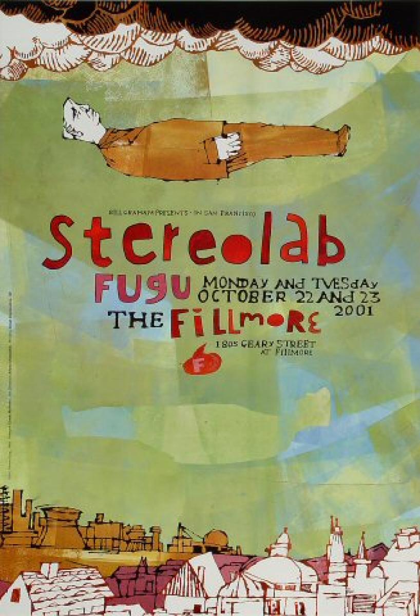 Stereolab Vintage Concert Poster from Fillmore Auditorium, Oct 22, 2001 ...