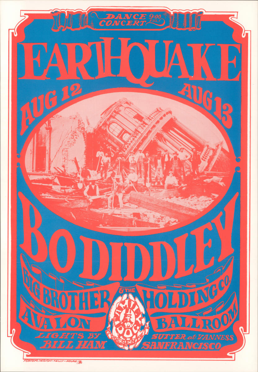 Bo Diddley Vintage Concert Poster from Avalon Ballroom, Aug 12, 1966 at ...