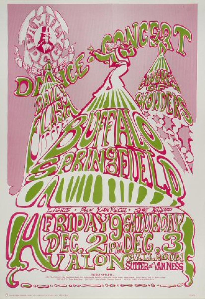 Buffalo Springfield Vintage Concert Poster from Avalon Ballroom, Dec 2 ...