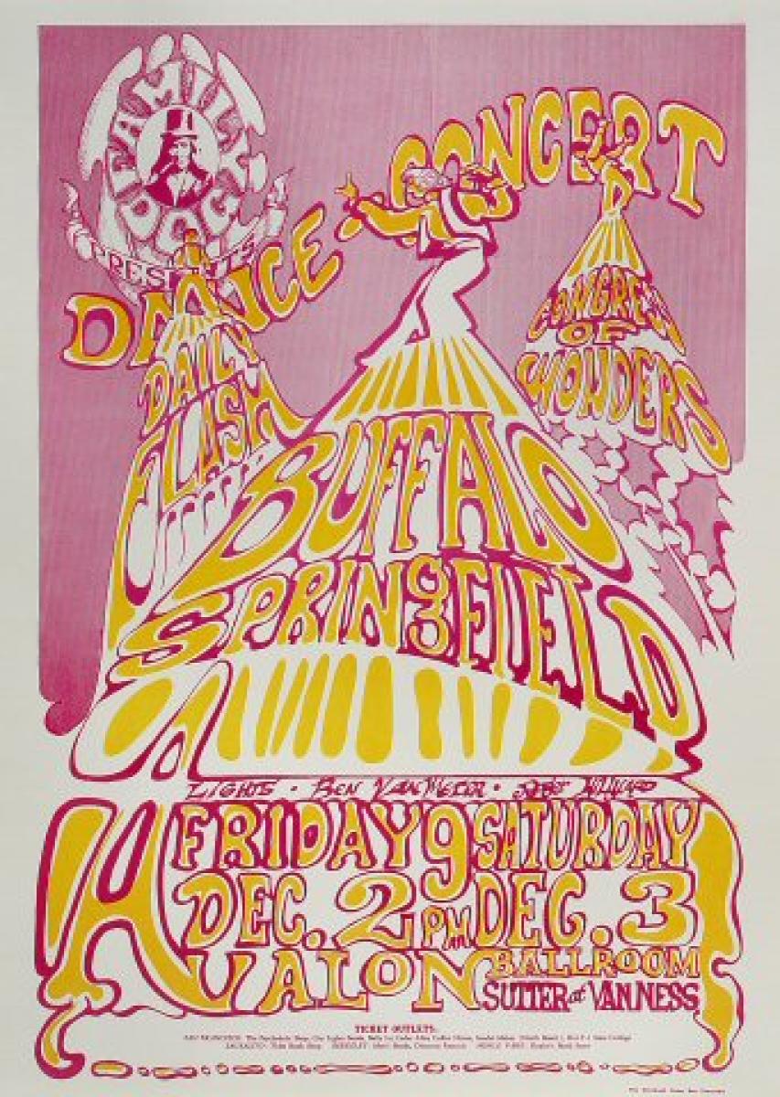 Buffalo Springfield Vintage Concert Poster from Avalon Ballroom, Dec 2 ...