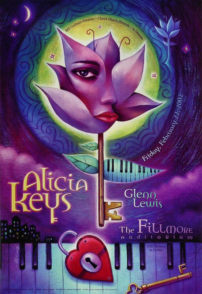 Alicia Keys Vintage Concert Poster from Fillmore Denver, Feb 22, 2002 ...