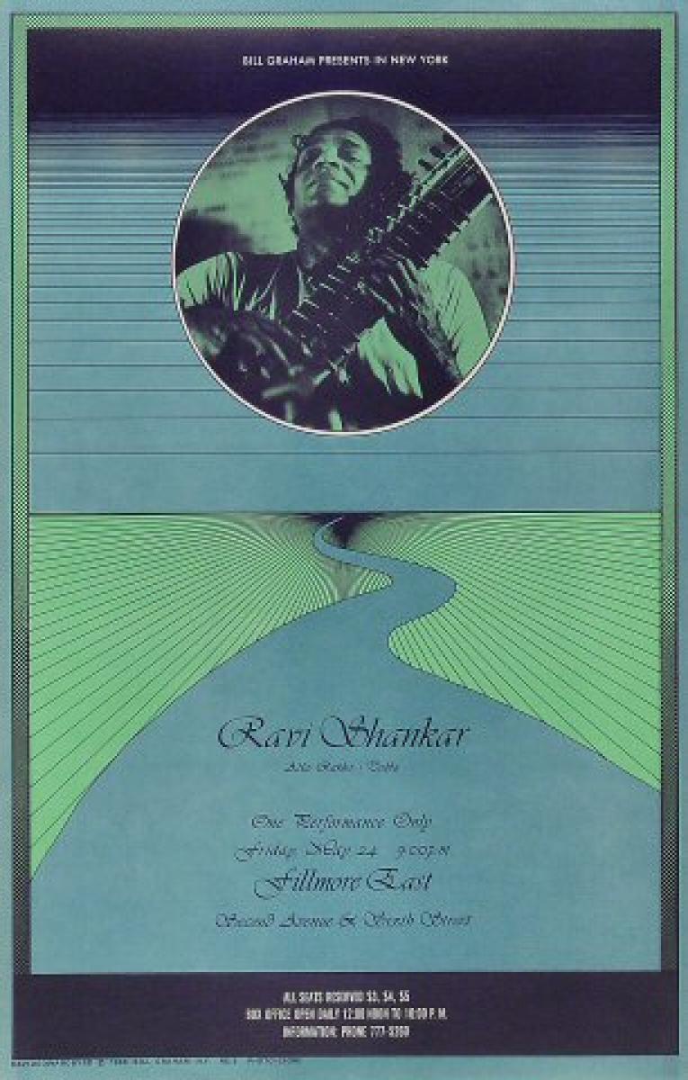 Ravi Shankar Vintage Concert Poster from Fillmore East, May 24, 1968 at ...