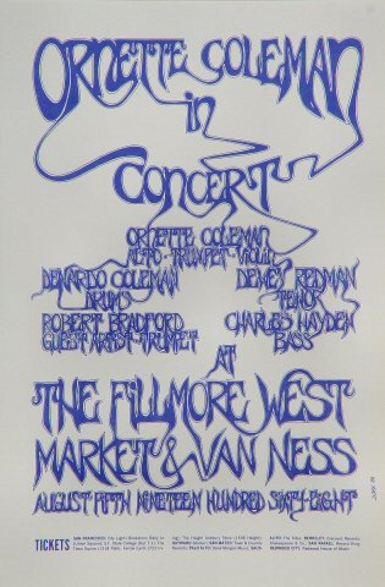 Ornette Coleman Vintage Concert Handbill from Fillmore West, Aug 5 ...