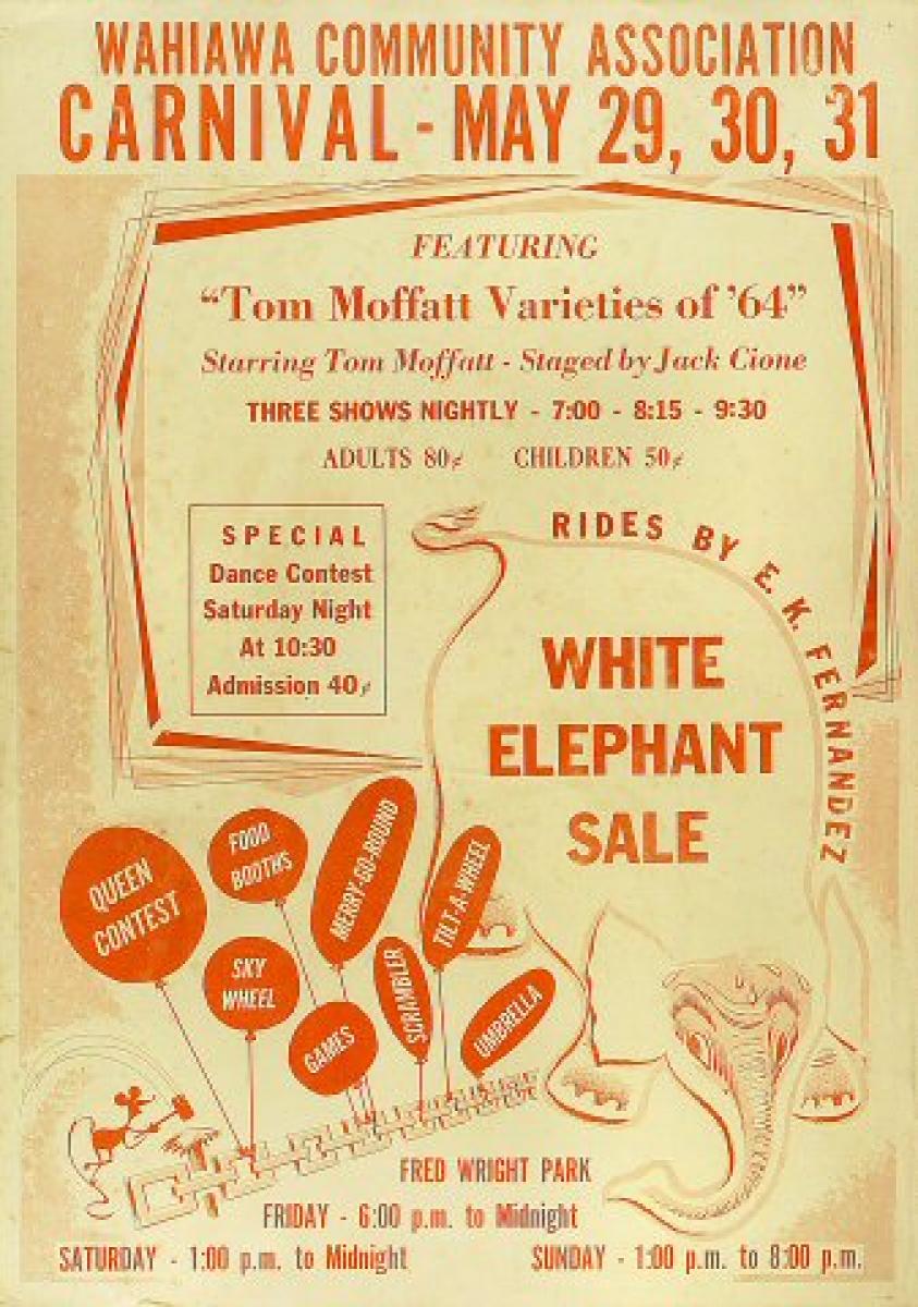 Tom Moffatt Vintage Concert Poster from Fred Wright Park, May 29, 1964 ...