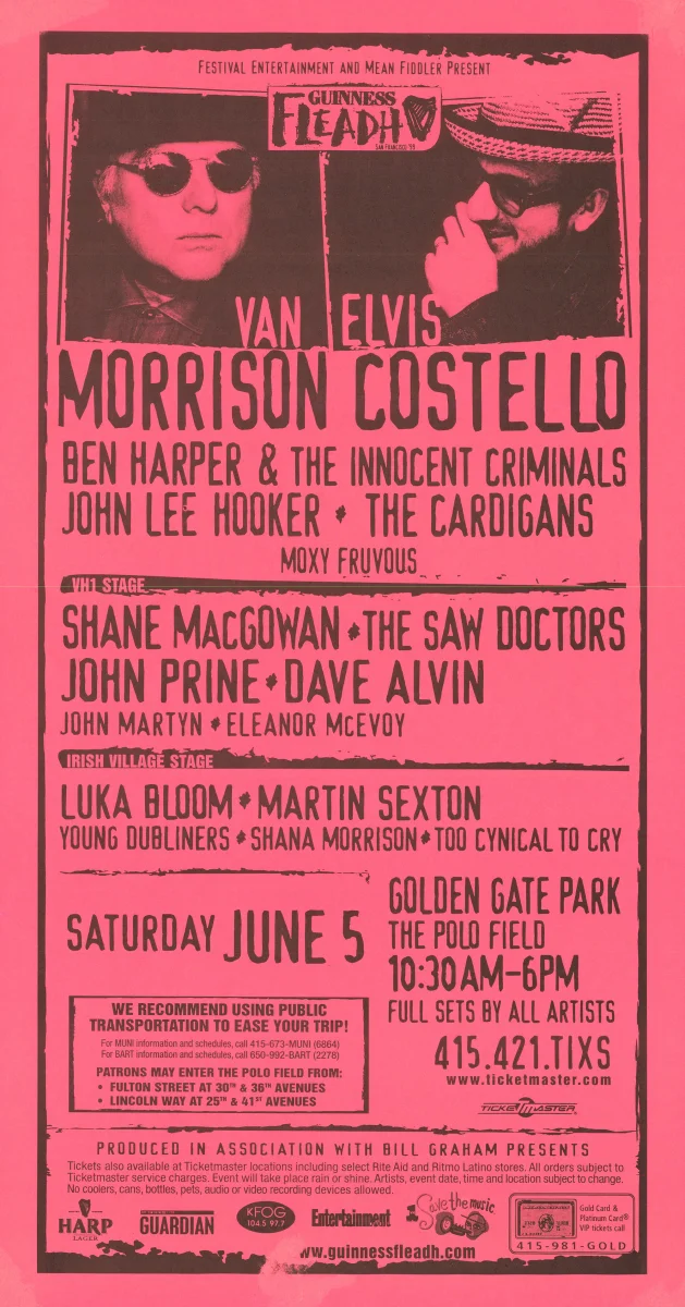 Van Morrison Vintage Concert Poster from Golden Gate Park, Jun 5, 1999 ...