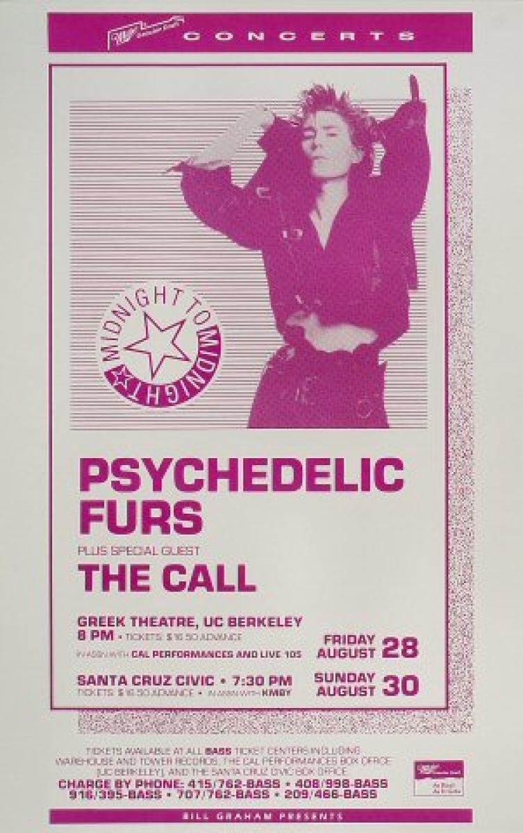 The Psychedelic Furs Vintage Concert Poster from Greek Theatre, Aug 28 ...