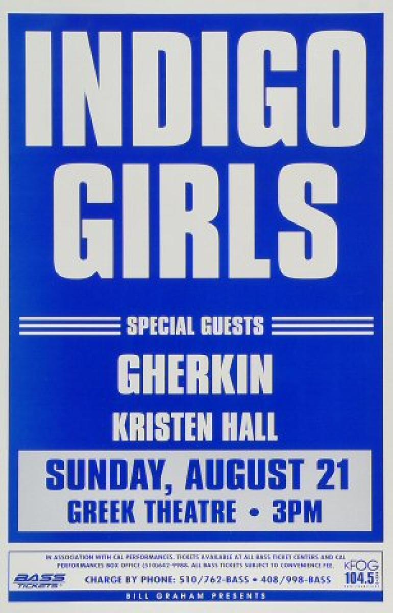 Indigo Girls Vintage Concert Poster from Greek Theatre, Aug 21, 1994 at ...
