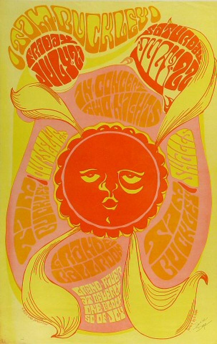 Tim Buckley Vintage Concert Poster from Grande Ballroom, Jul 21, 1967 ...