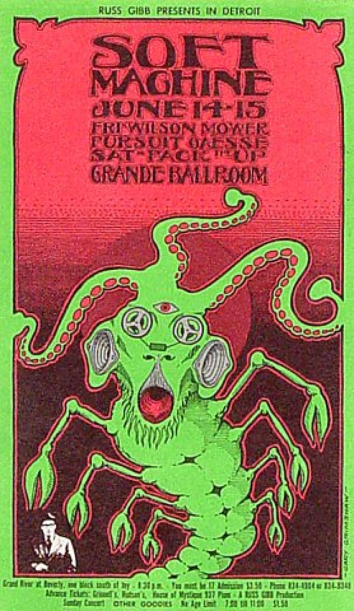 The Soft Machine Vintage Concert Postcard from Grande Ballroom, Jun 14 ...