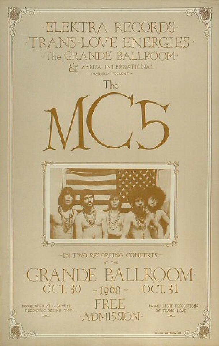 MC5 Vintage Concert Poster from Grande Ballroom, Oct 30, 1968 at Wolfgang's