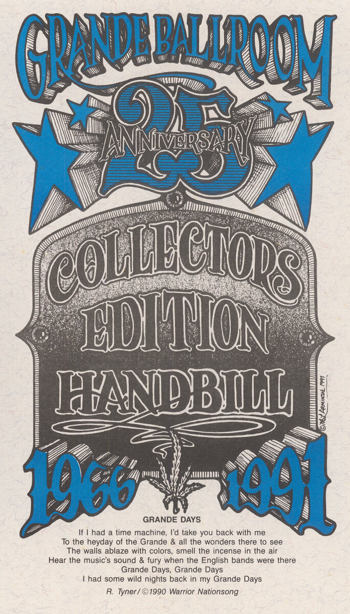 25th Anniversary Vintage Concert Handbill from Grande Ballroom, 1991 at ...